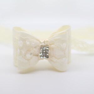 Ivory Lace Bow Headband, Ivory Bow Headband, Lace Bow Headband, 3d Bow ...