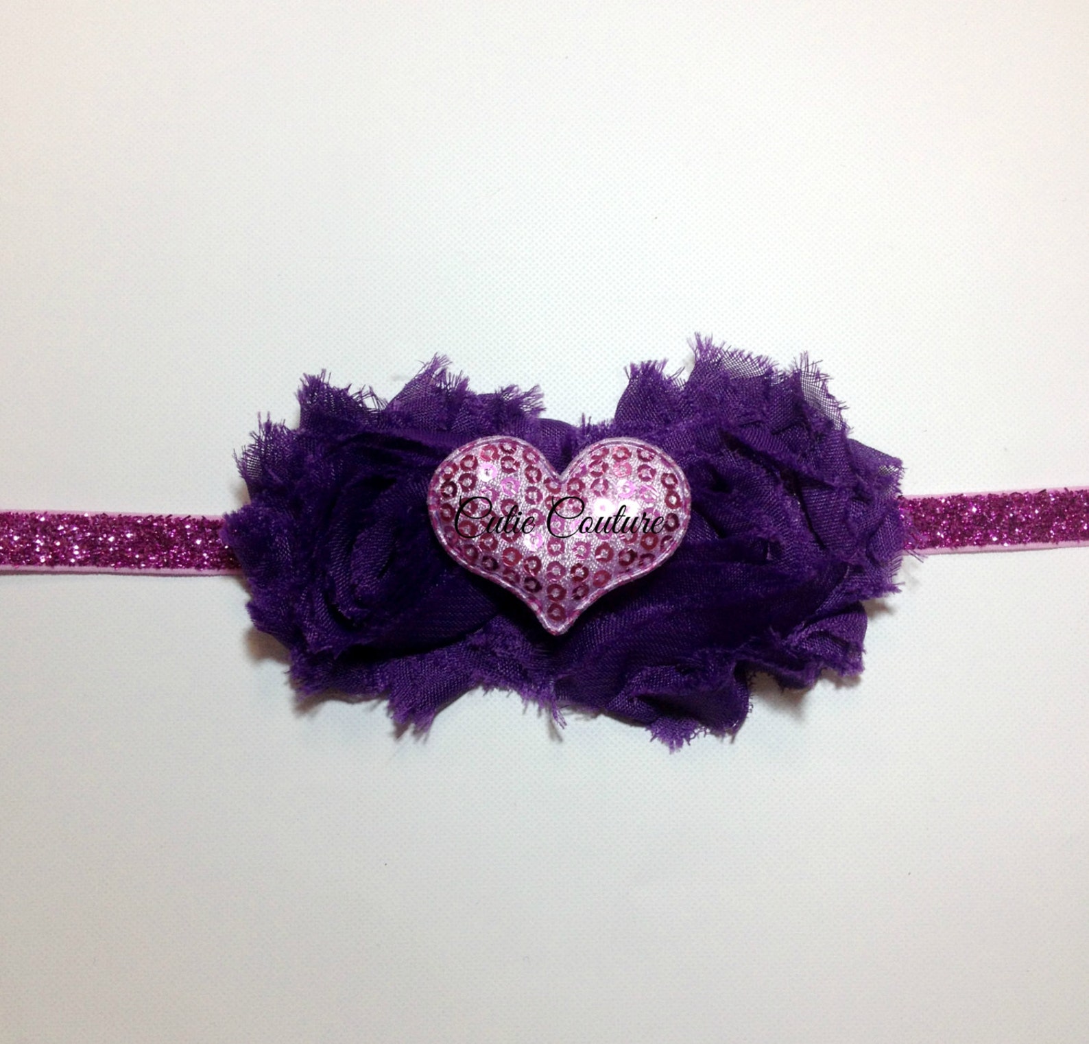Purple Shabby Headband, Valentine's Day Headband, Purple Headband ...