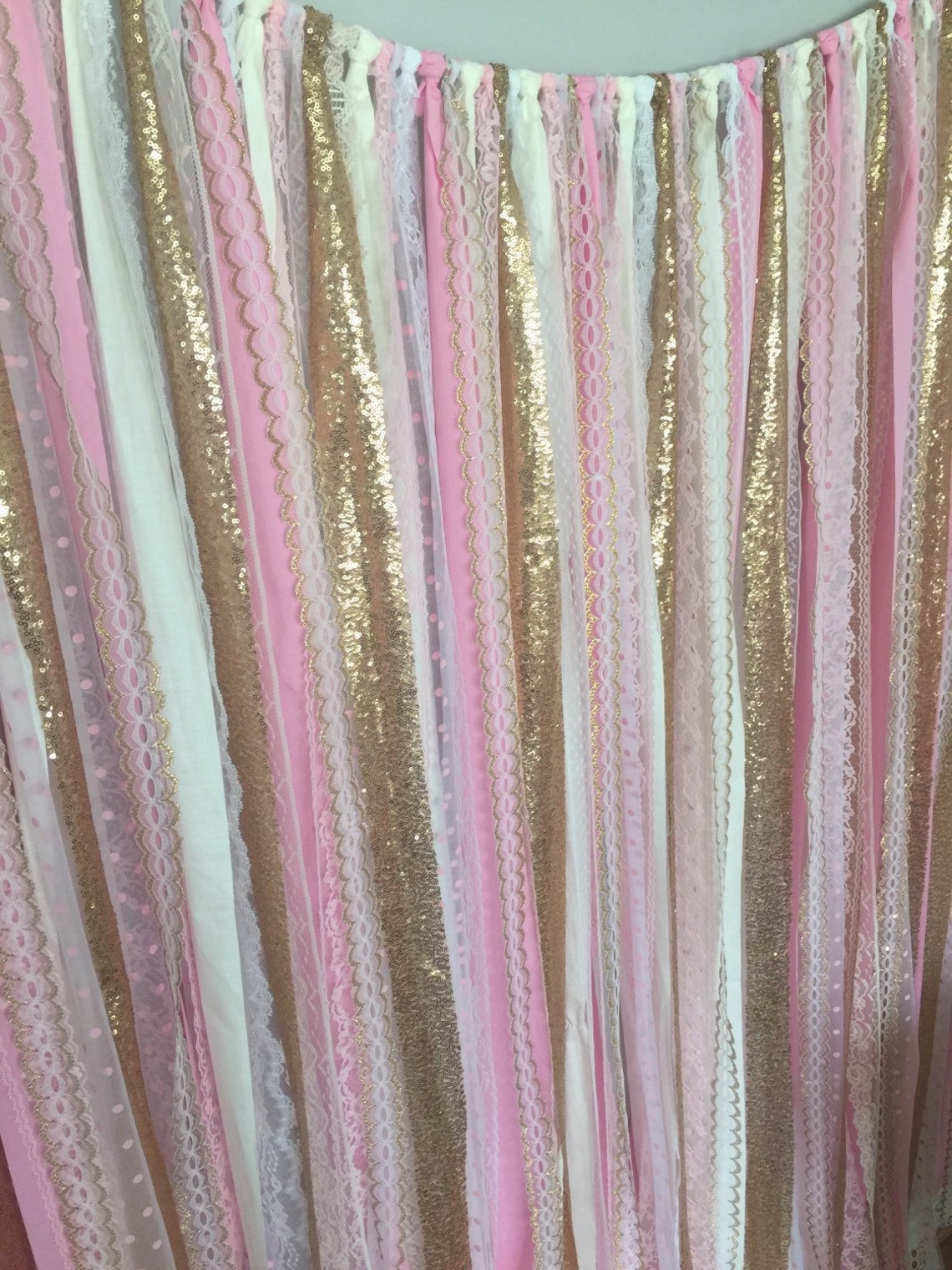 Pink & Gold Garland Backdrop - Birthday, Baby Shower, Wedding ...
