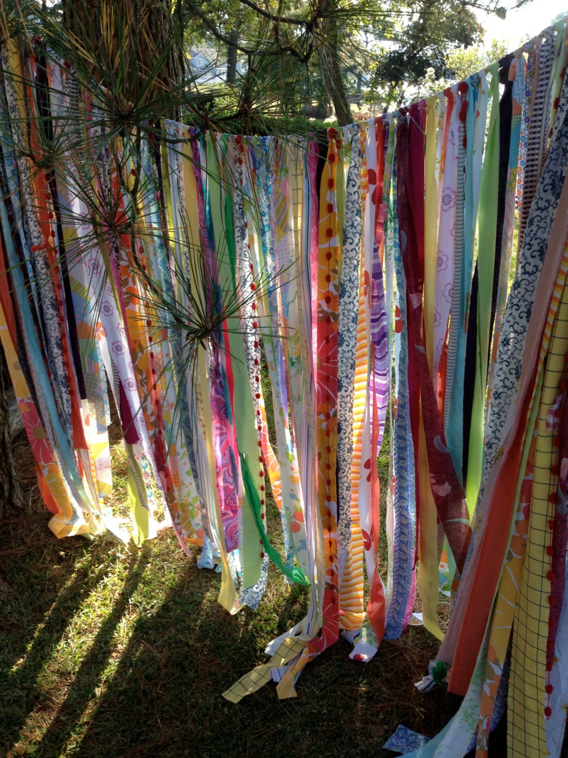 Gypsy Boho Curtain Fabric Garland Backdrop - Dorm, Teen Room, Decor ...