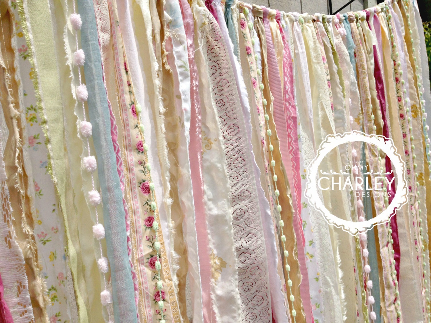 Shabby Chic Boho Rustic Fabric Garland Backdrop Ribbon | Etsy