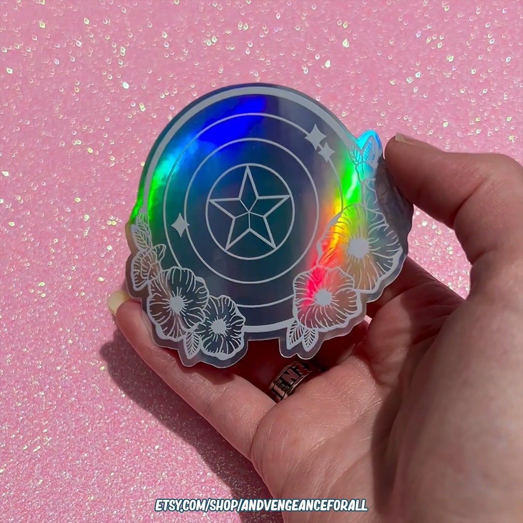 Captain America Rainbow Shield Holographic Vinyl Sticker - Etsy