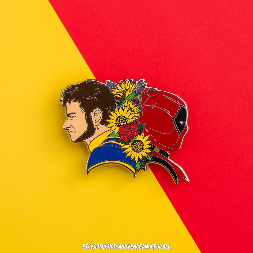 Deadpool X Wolverine Flowers Jumbo Hard Enamel Pin - Etsy