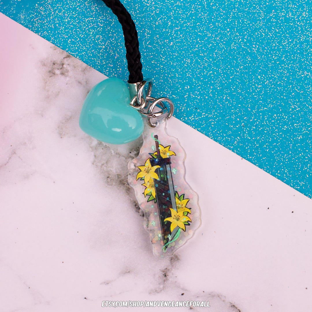 Cloud Strife Buster Sword Final Fantasy VII Holographic Phone Charm ...