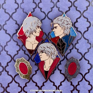 Dante and Vergil Amulets Devil May Cry 3 Sparda Twins Mini Hard Enamel ...