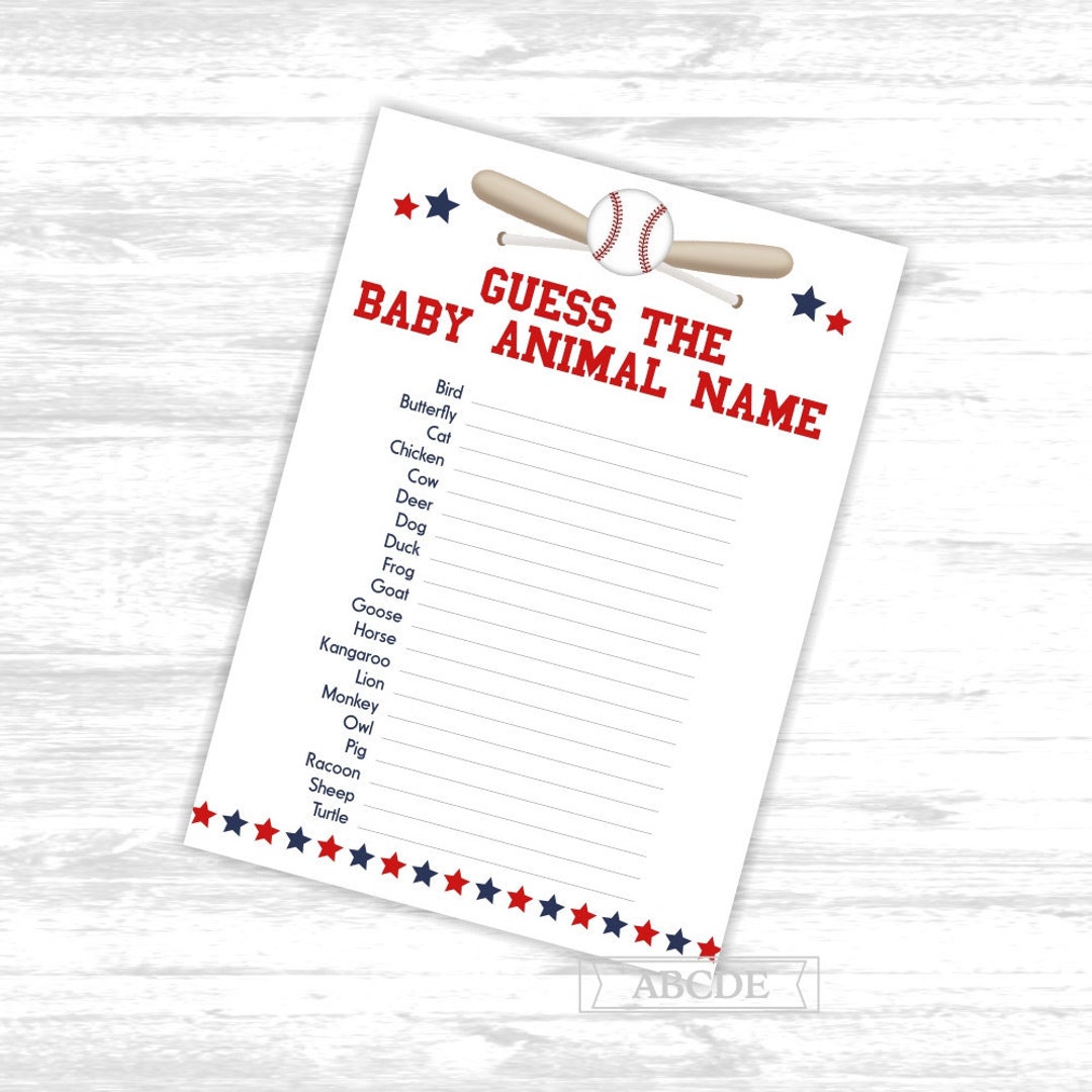 Baby Shower Game Guess the Baby Animal Name Baby Shower Game - Etsy