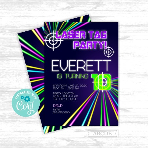 Laser Tag Birthday Party Invitation Boys Birthday Party - Etsy