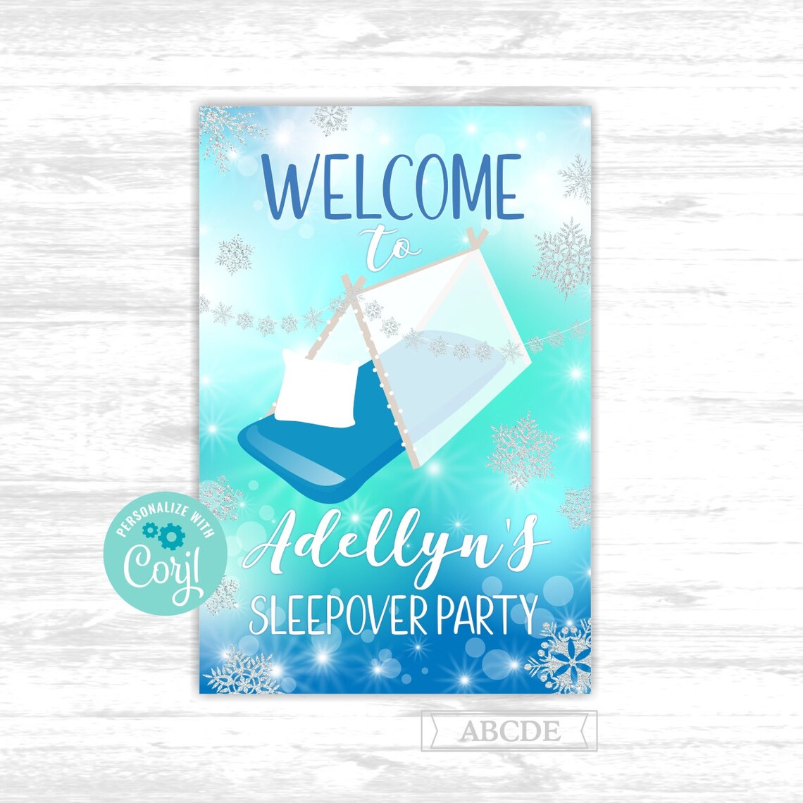 Winter Frozen Teepee Sleepover Welcome Sign Slumber Party - Etsy