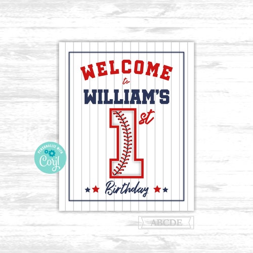 Baseball Welcome Sign First Birthday Welcome Sign Rookie - Etsy