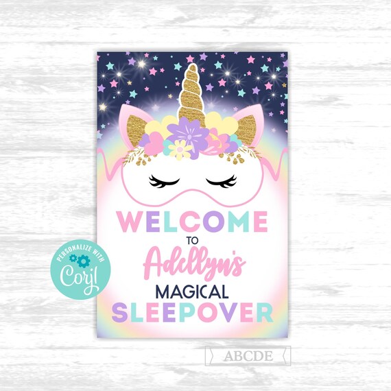 Magical Sleepover Welcome Sign Unicorn Birthday Welcome | Etsy