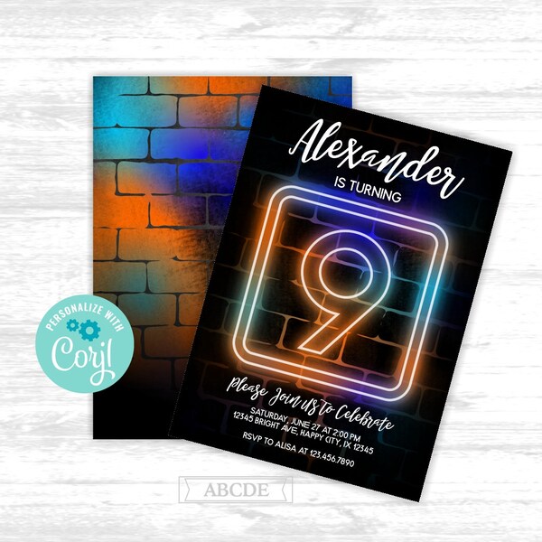9th Birthday Party Invitation - Etsy UK
