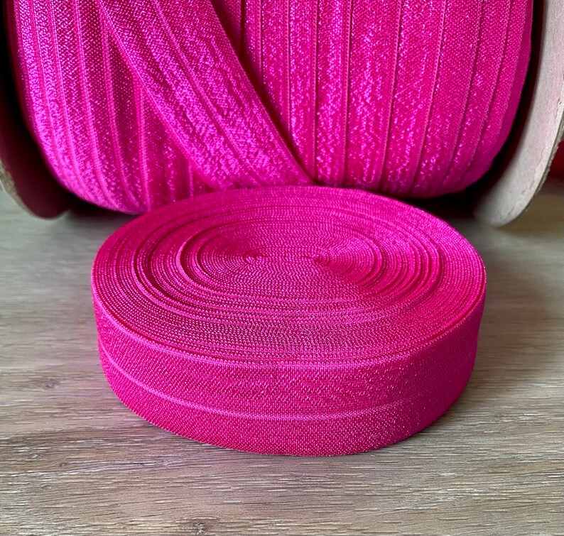 One Inch Hot Pink Fold Over Elastic Pink Elastic for - Etsy