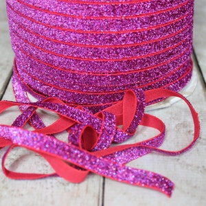 3/8" Hot Pink Glitter Elastic - Elastic for Baby Headbands and Hair ...