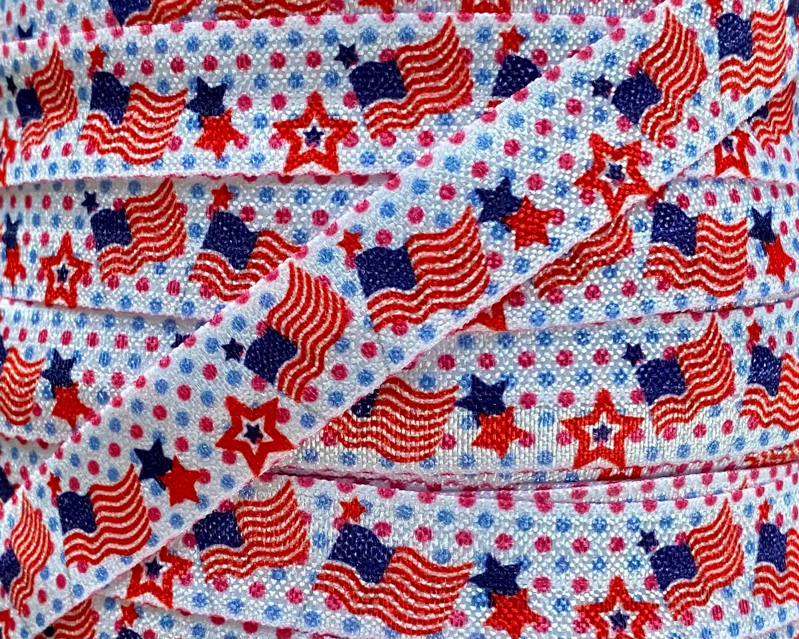 5/8 Flag and Stars print Fold Over Elastic Elastic for | Etsy