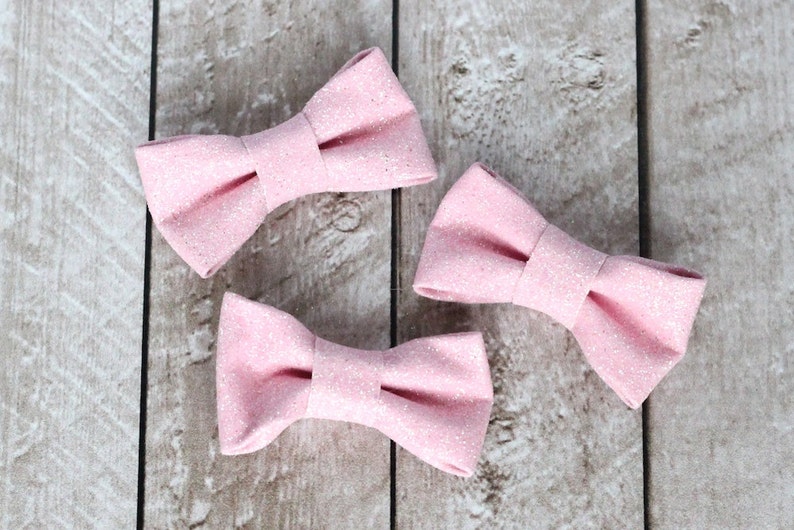 Set of 3 2.5" Light Pink Structured Glitter Bows - for DIY Headbands ...