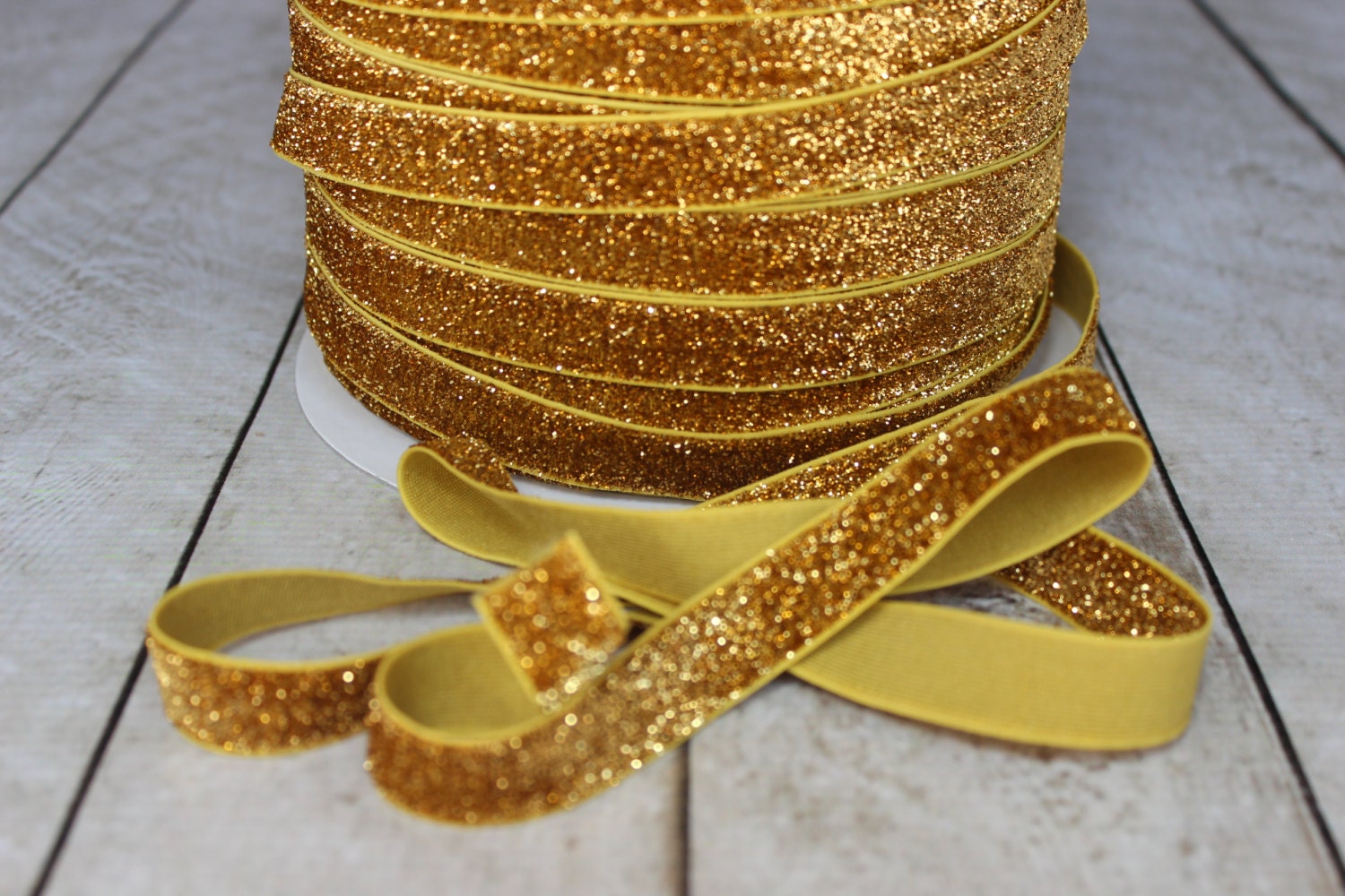 5/8 Gold Glitter Elastic Elastic For Baby Headbands | Etsy