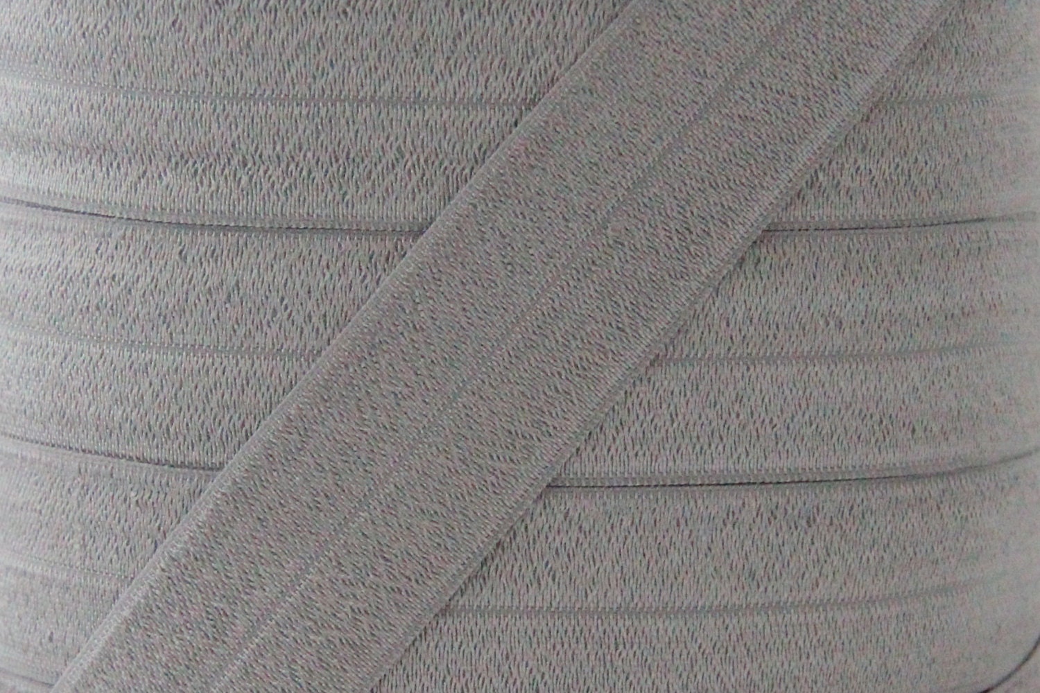 One Inch Silver Fold Over Elastic - Silver 1