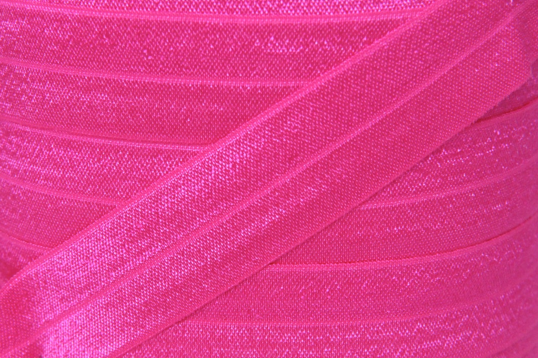 One Inch Hot Pink Fold Over Elastic - Pink Elastic for Headbands - 1, 5 ...