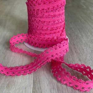 5/8" Hot Pink Picot Edge Stretch Lace Elastic - 5/8 Lace Elastic in 1 ...