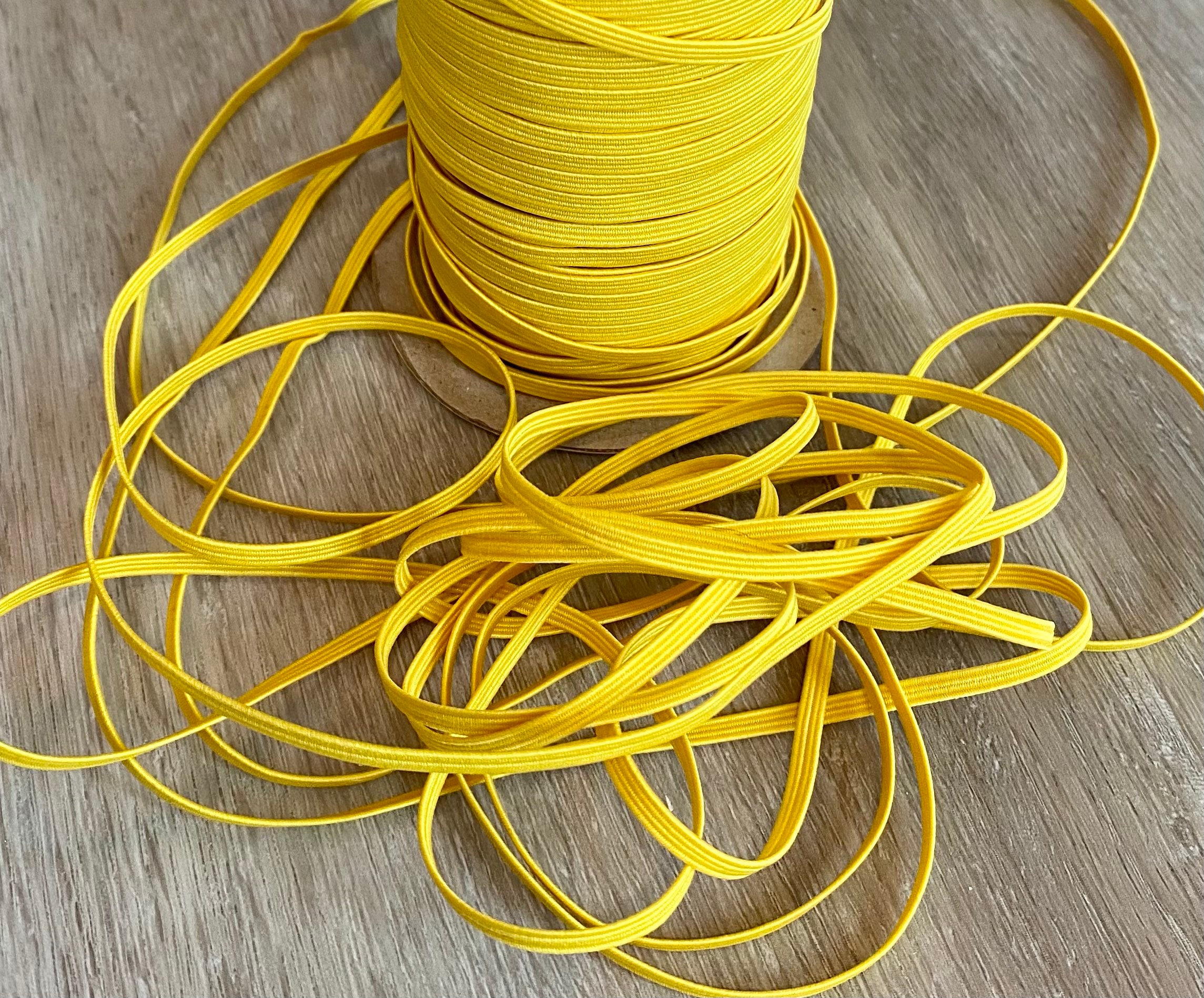 1/8" Yellow Skinny Elastic 1/8 Inch - Elastic for Baby Headbands - 5 ...
