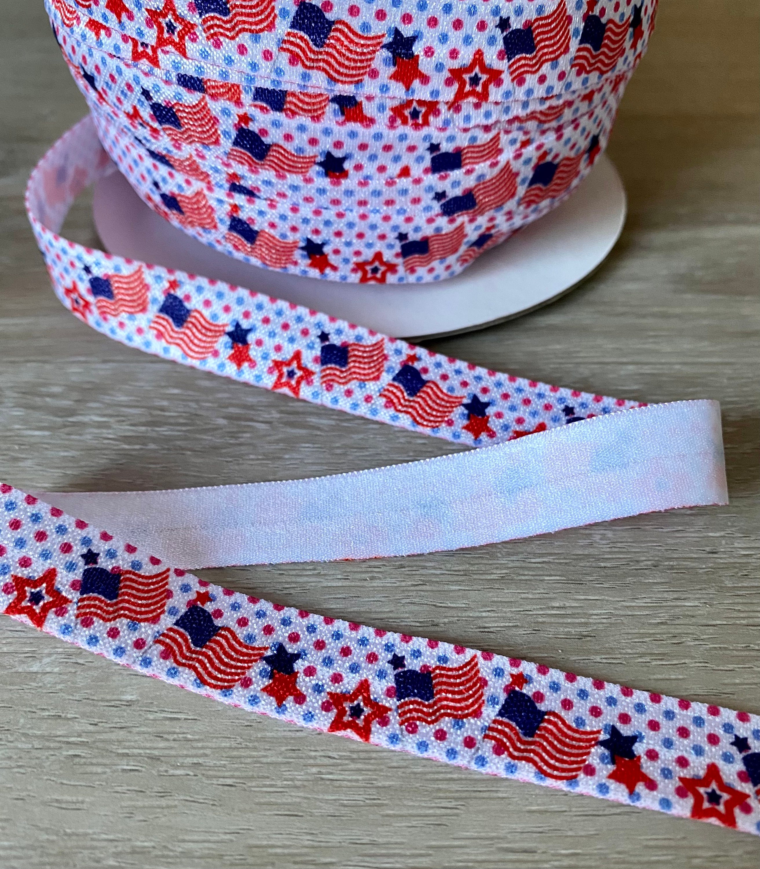 5/8 Flag and Stars print Fold Over Elastic Elastic for | Etsy