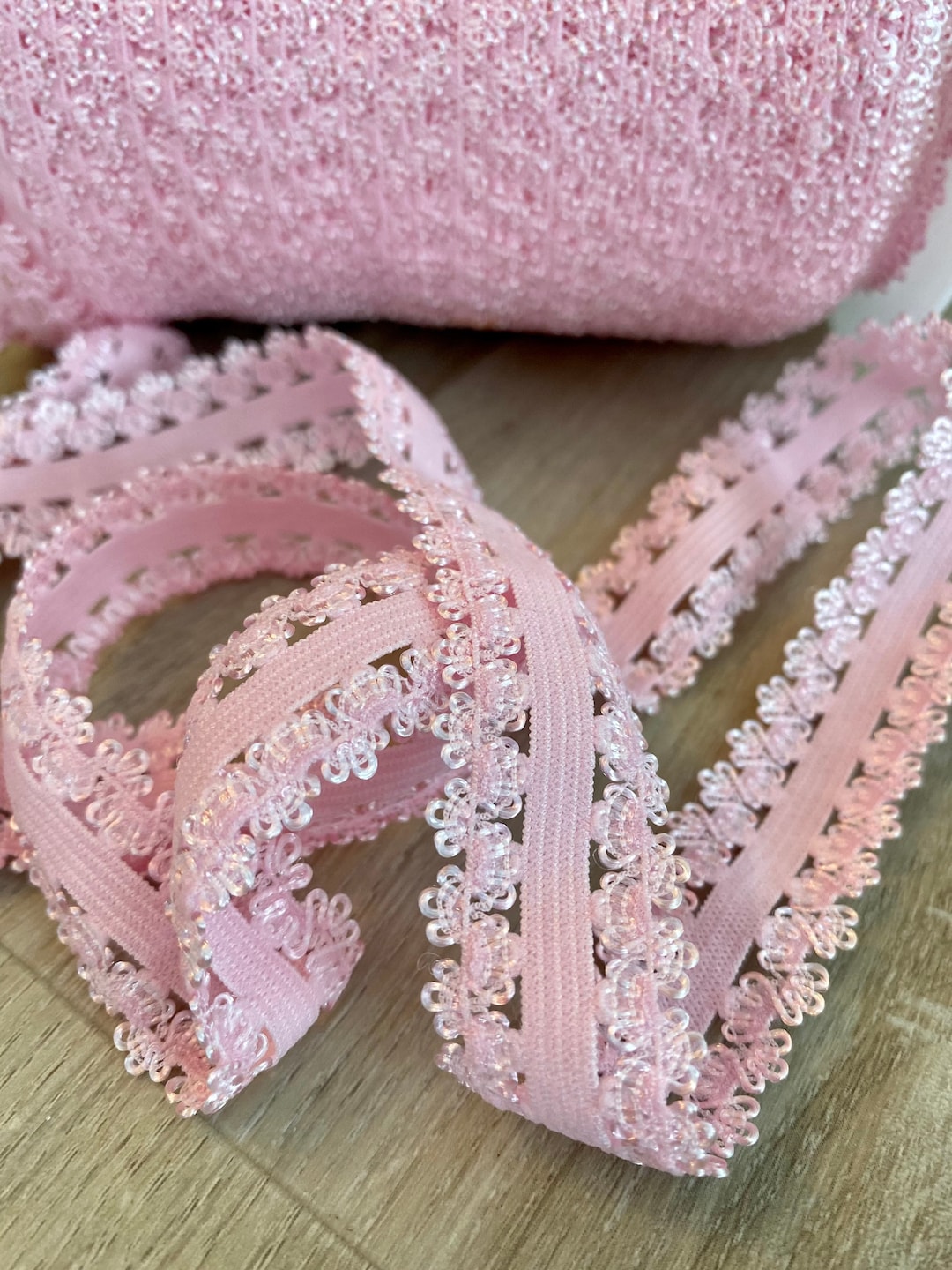 5/8" Lace Elastic in 1 or 5 Yards - Pink Picot Edge Stretch Lace ...