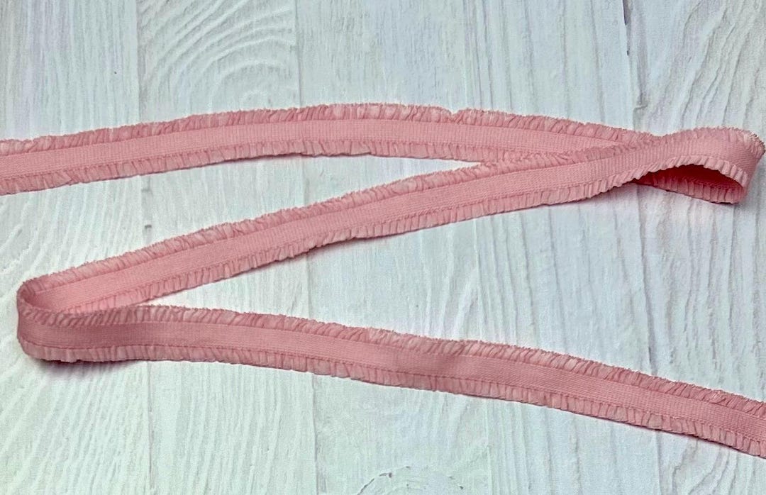 1/2" Pink Ruffle Double Sided Solid Fold Over Elastic - Elastic for ...