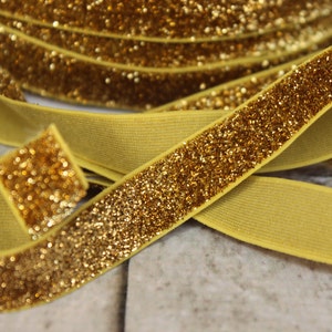 5/8" Gold Glitter Elastic - Elastic for Baby Headbands and Hair Ties ...