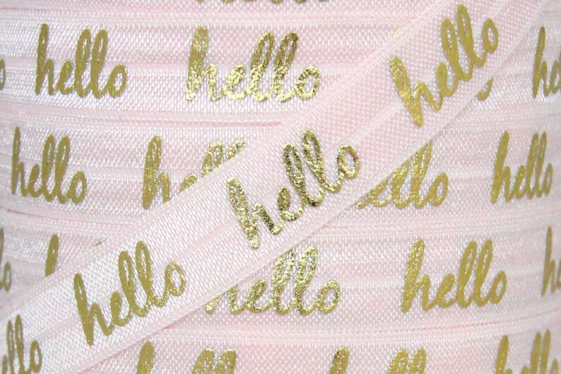 5/8 Light Pink and Gold Metallic hello Print | Etsy