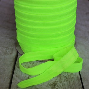 5/8" Neon Green Fold Over Elastic - Elastic for Baby Headbands and Hair ...