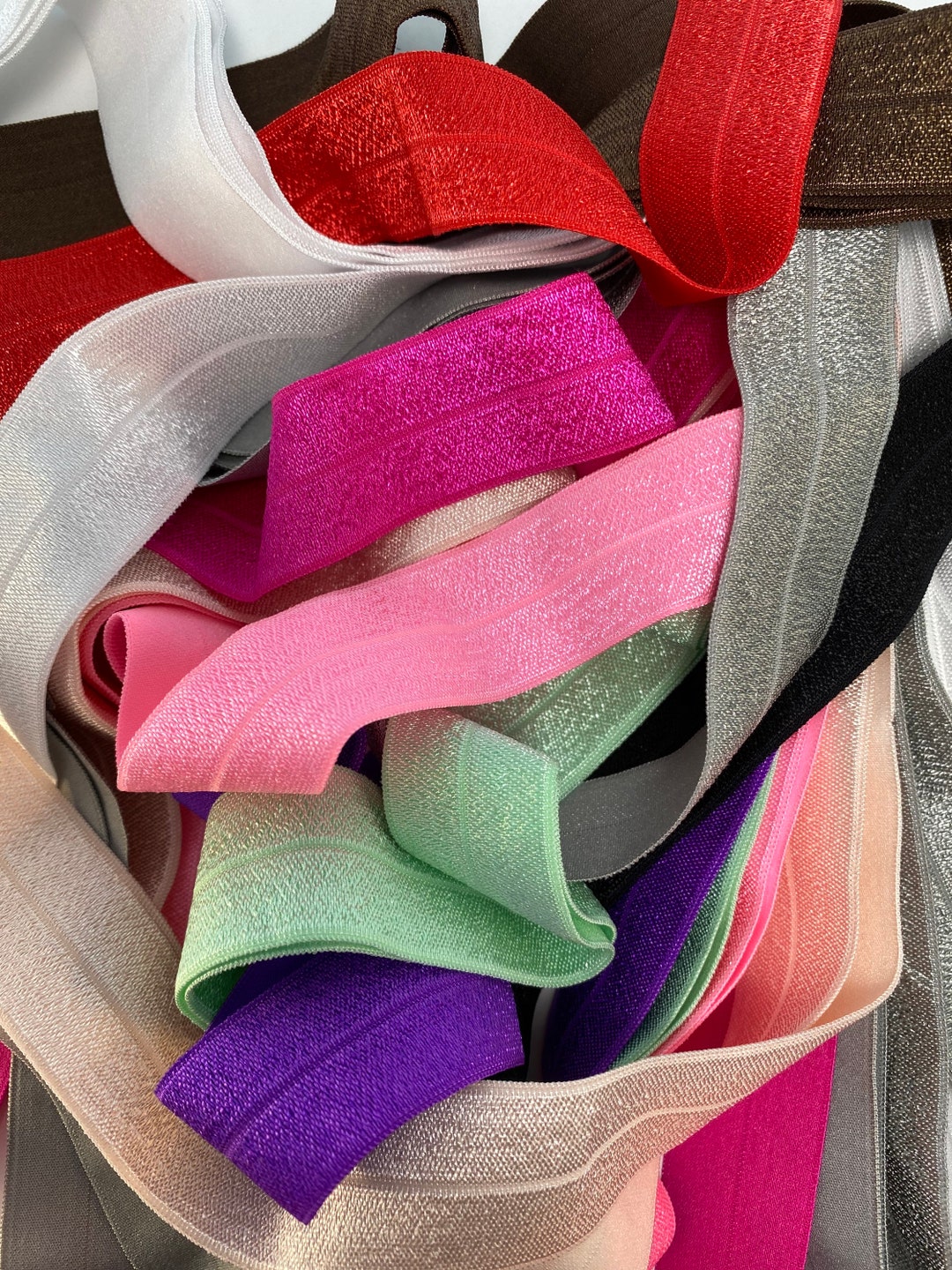 20 Yards of One Inch Elastic - Grab Bag Solid 1” Fold Over Elastic ...