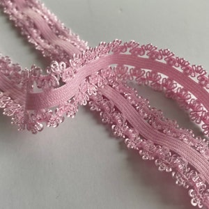 5/8" Lace Elastic in 1 or 5 Yards - Pink Picot Edge Stretch Lace ...