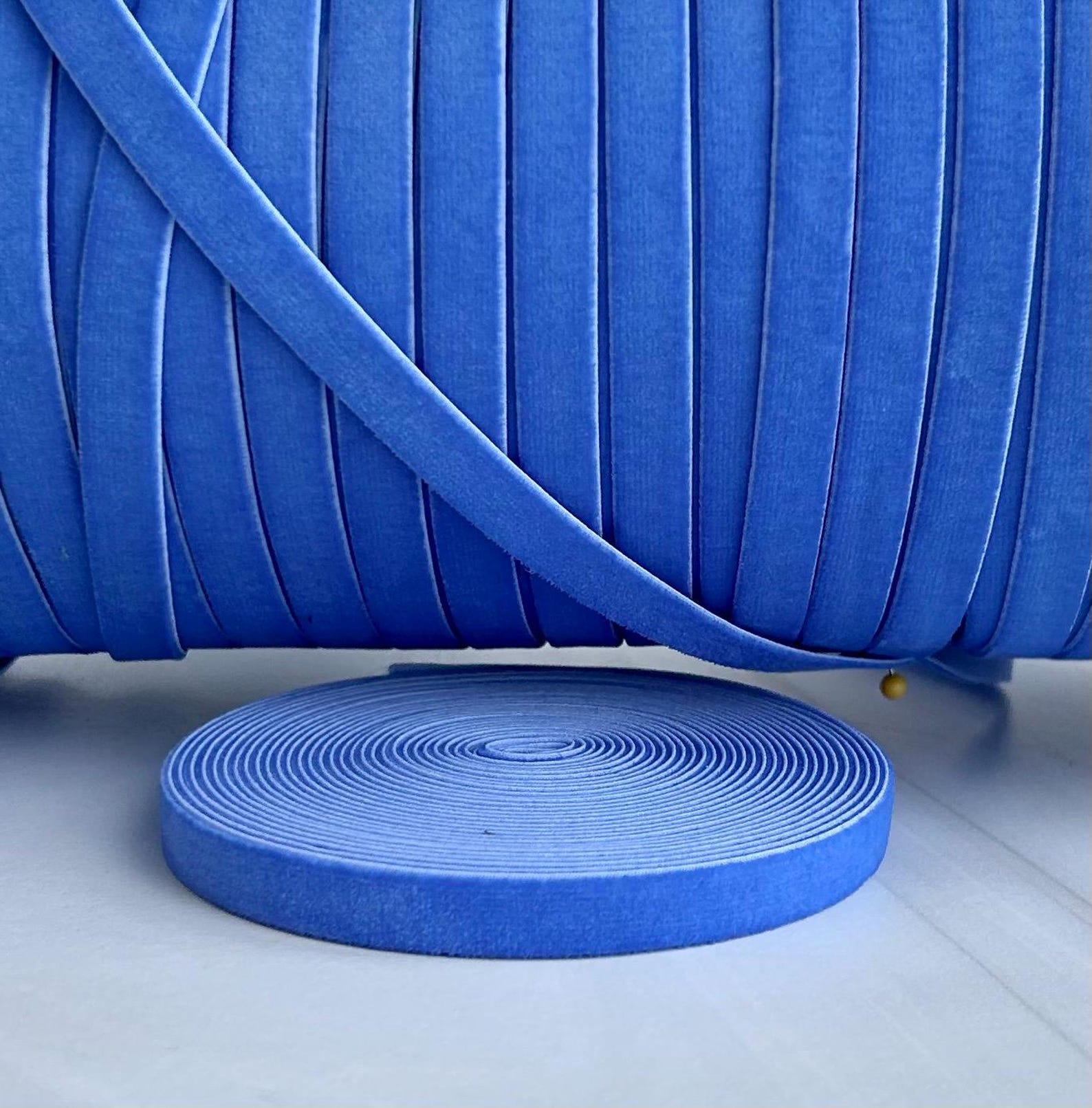 3/8" Capri Blue Velvet Elastic - Elastic for Baby Headbands and Hair ...