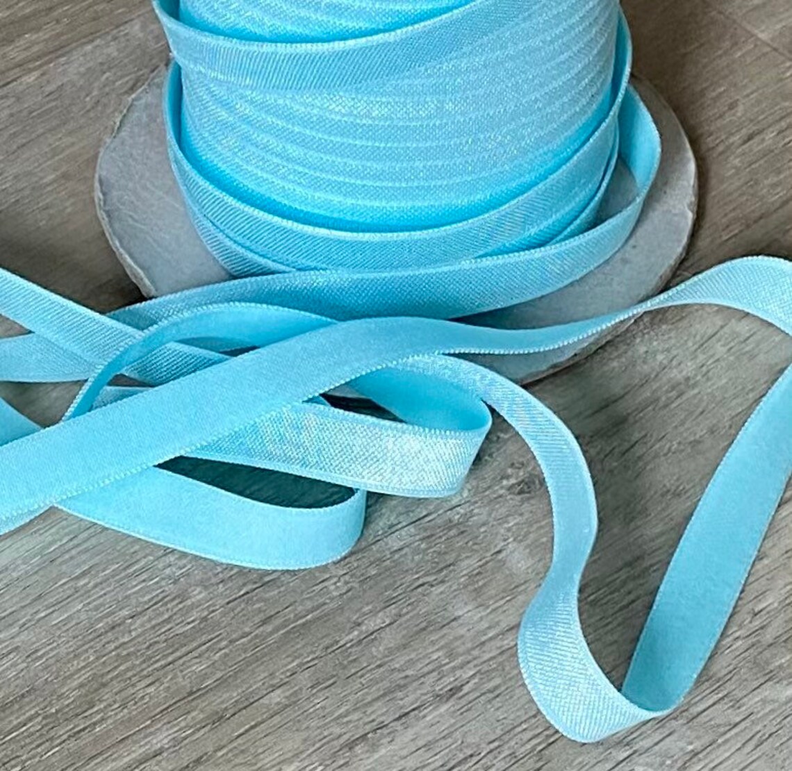 3/8" Light Blue Flat Satin - Elastic for Baby Headbands, and Sewing ...