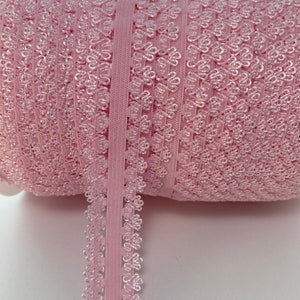 5/8" Lace Elastic in 1 or 5 Yards - Pink Picot Edge Stretch Lace ...