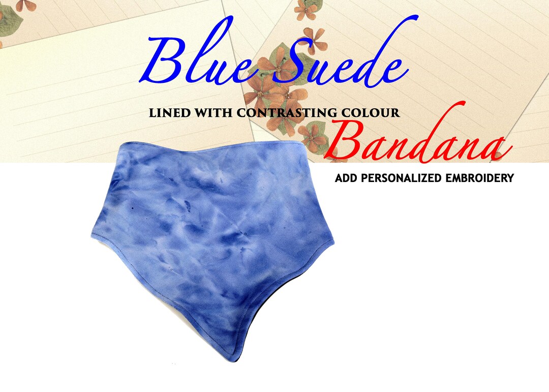 CUSTOMIZED BLUE Suede Bandana / Have Name OR Message - Etsy