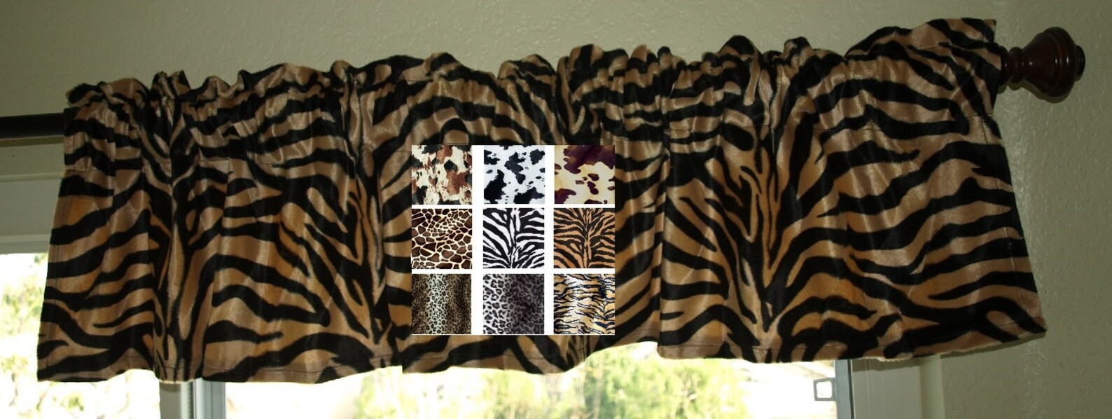 Animal Print Window Valance Leopard Zebra Giraffe Cowhide Pony | Etsy