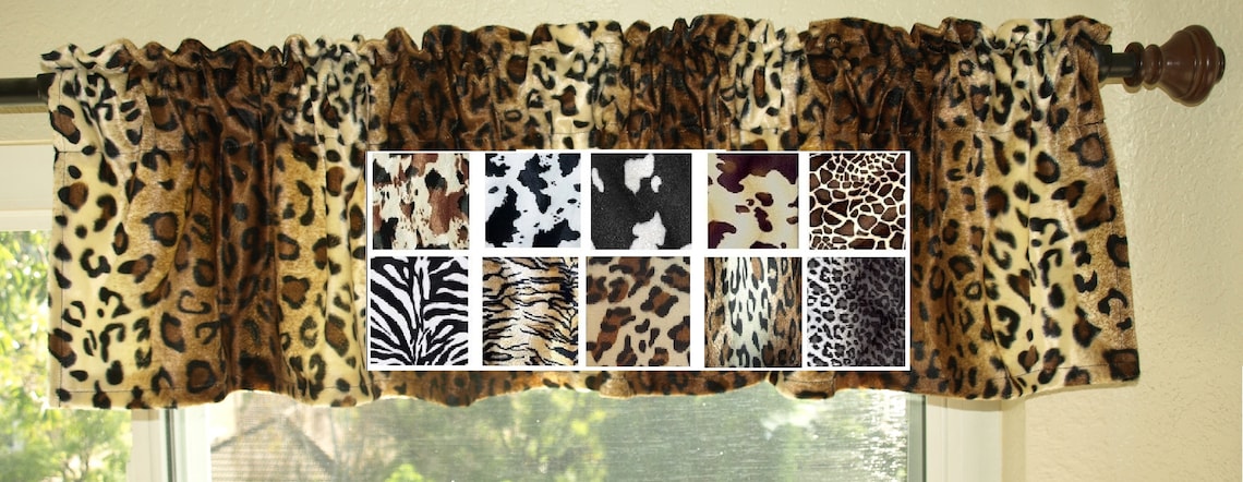 Animal Print Window Valance Leopard Zebra Giraffe Cowhide Pony - Etsy