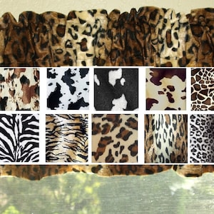 Animal Print Window Valance Leopard Zebra Giraffe Cowhide Pony Safari ...