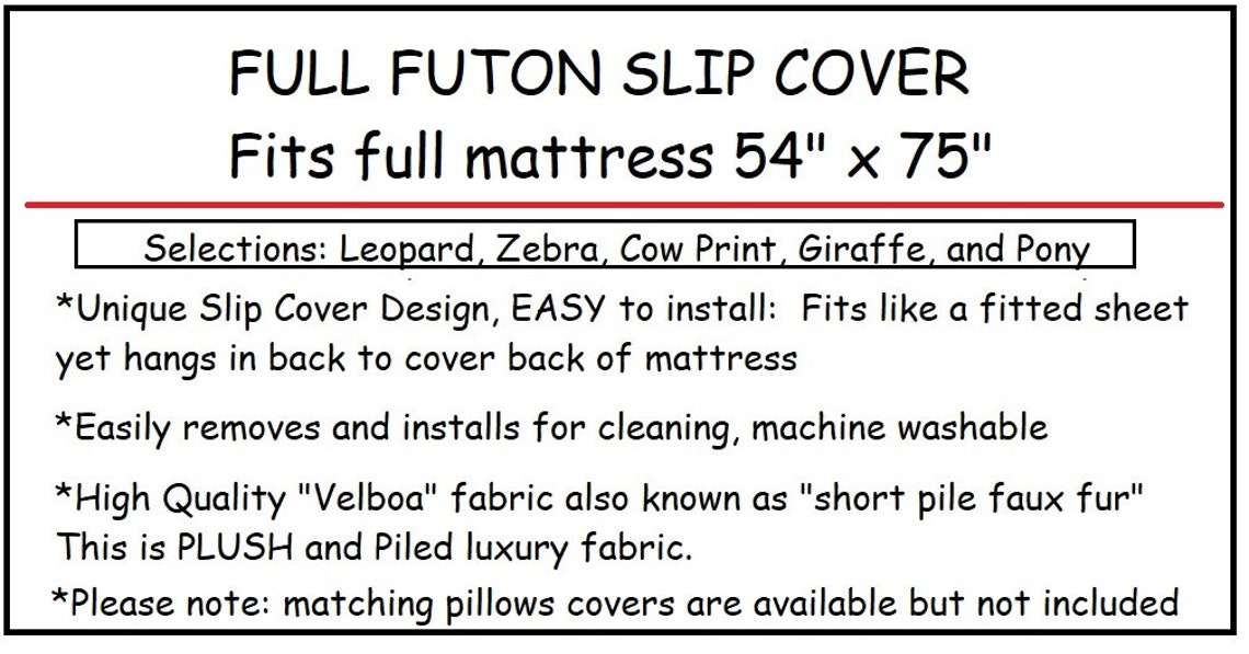 Futon Cover Various Animal Prints Western and Safari Leopard Zebra Cow ...