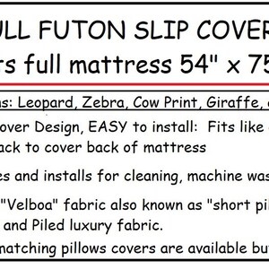 Futon Cover Various Animal Prints Western and Safari Leopard Zebra Cow ...