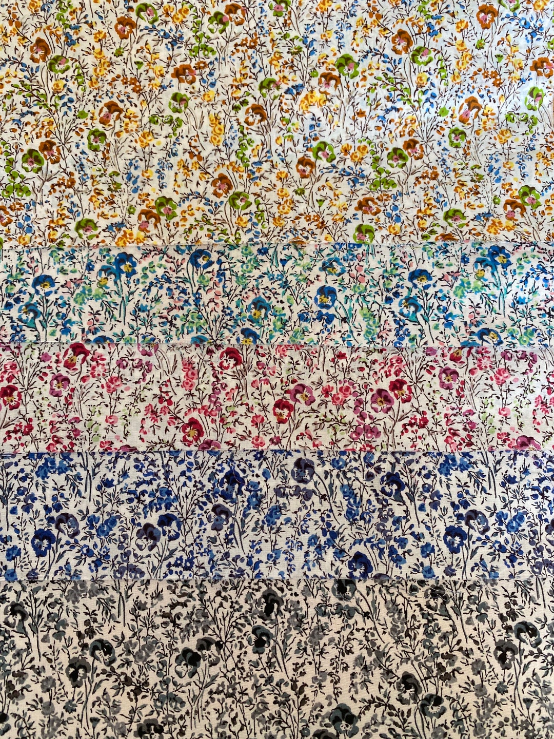 100% Cotton Fabric Bundle: Fanciful Floral Print on Cotton Plainweave ...