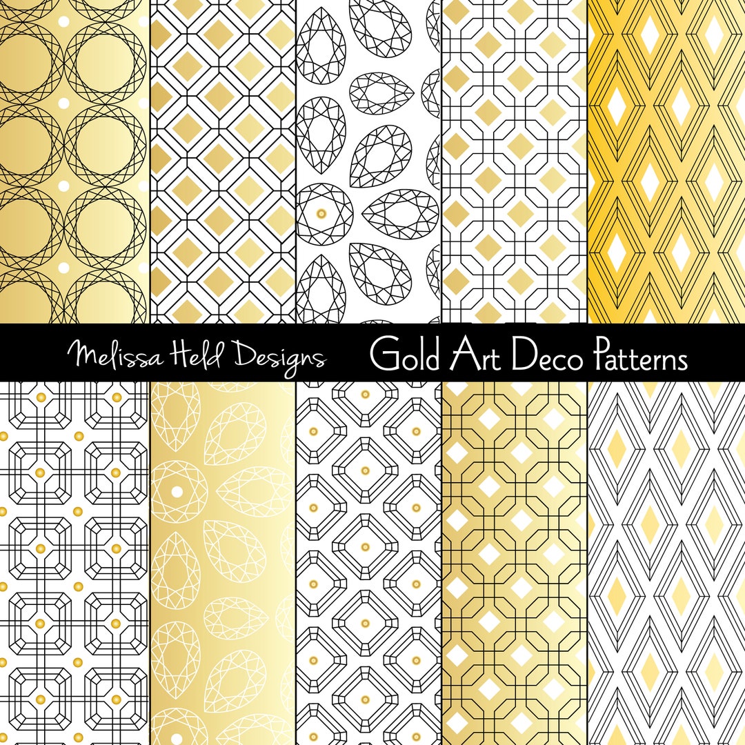 Gold Deco Digital Patterns - Etsy