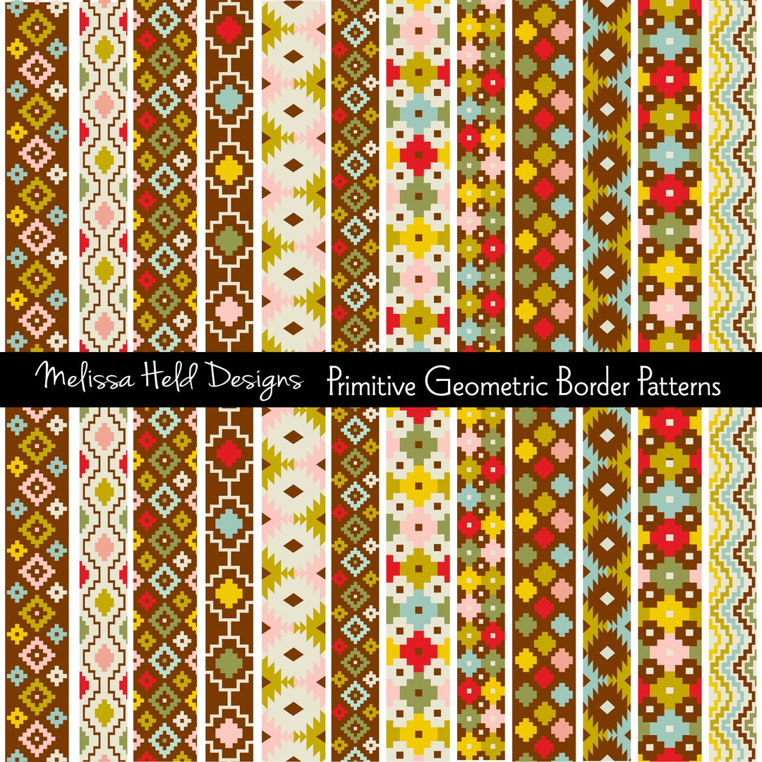 Primitive Digital Geometric Digital Border Patterns - Etsy