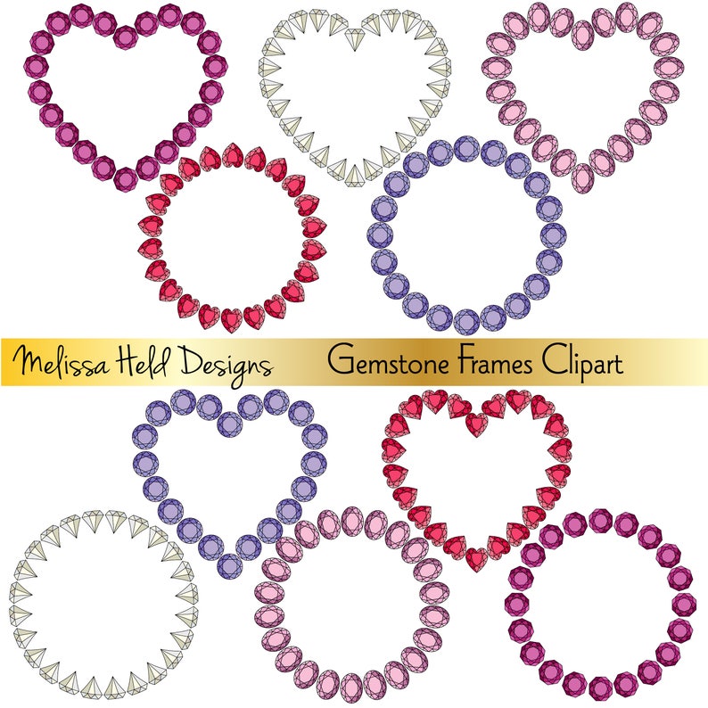 Gemstone Frames Digital Clipart - Etsy