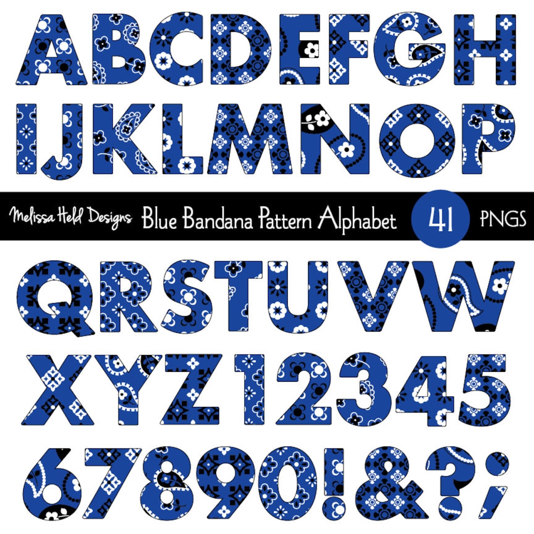 Blue Bandana Pattern Alphabet - Etsy
