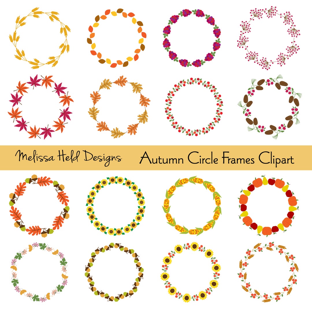 Autumn Circle Frames Digital Clipart - Etsy