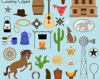 Cowboy Digital Stamps Clipart | Etsy