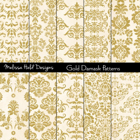 Gold Damask Digital Patterns | Etsy