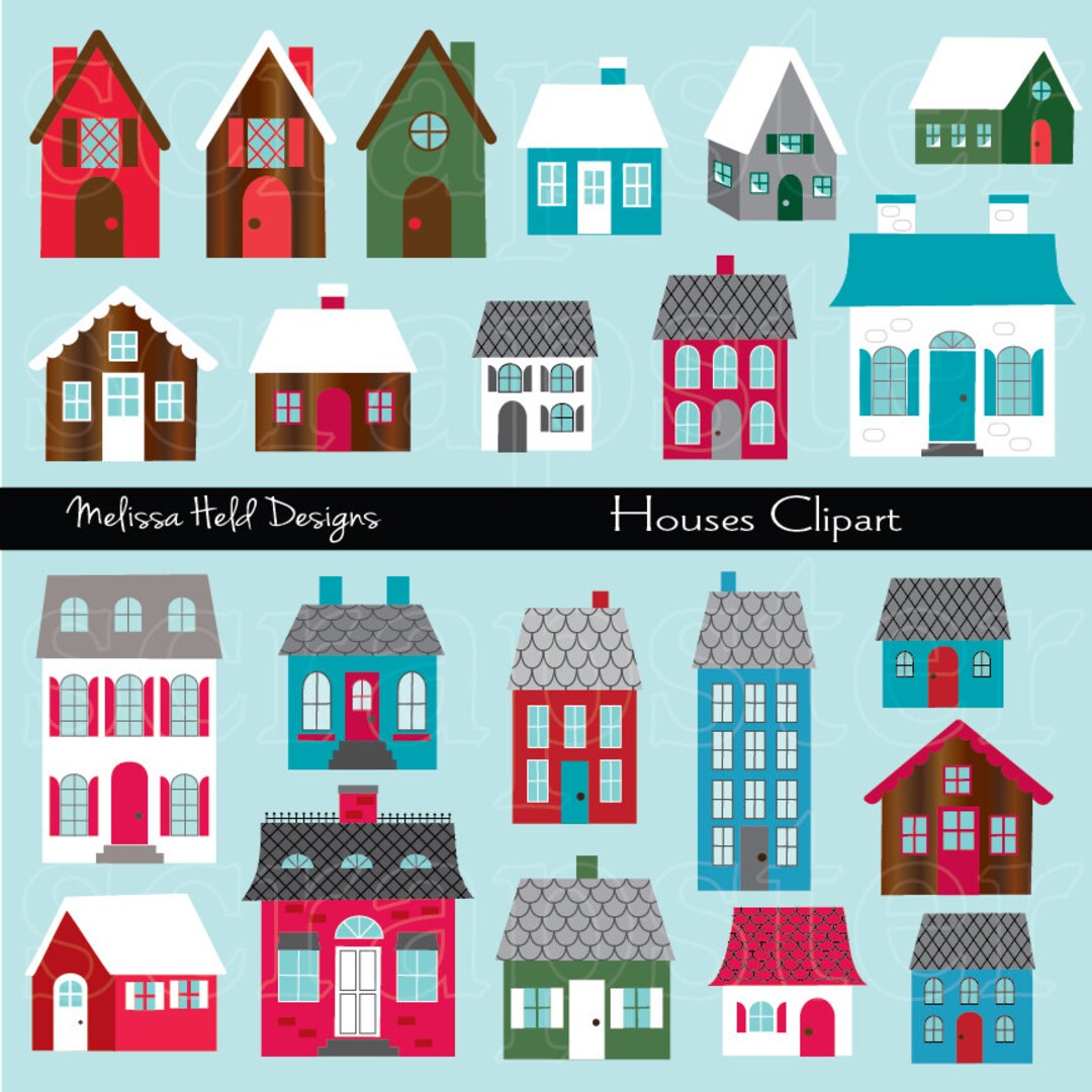 Houses Digital Clipart - Etsy